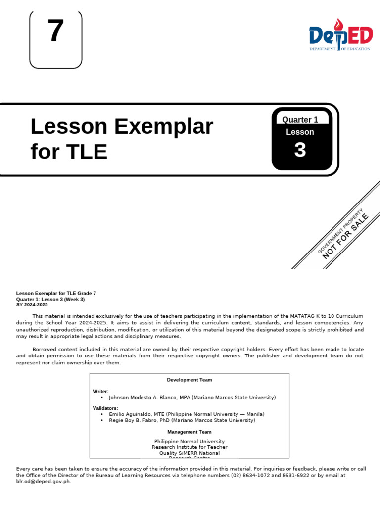 Q1_LE_TLE 7_Lesson 3_Week 3 | PDF | Numbers | Decimal