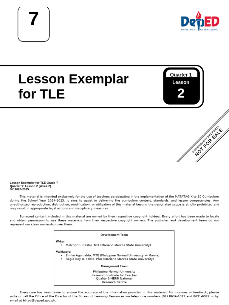 Q1_LE_TLE 7_Lesson 2_Week 2 | PDF | Entrepreneurship | Educational ...