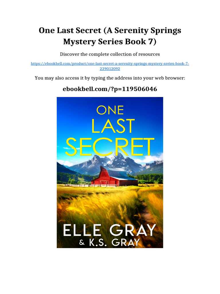 One Last Secret (A Serenity Springs Mystery Series Book 7) Updated 2025 ...