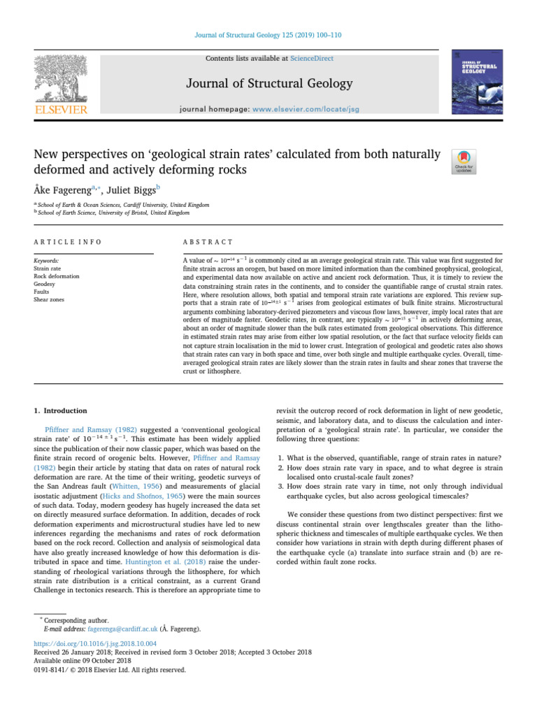 New Perspectives On Geological Strain Rates Calculated 2019 Journal of ...