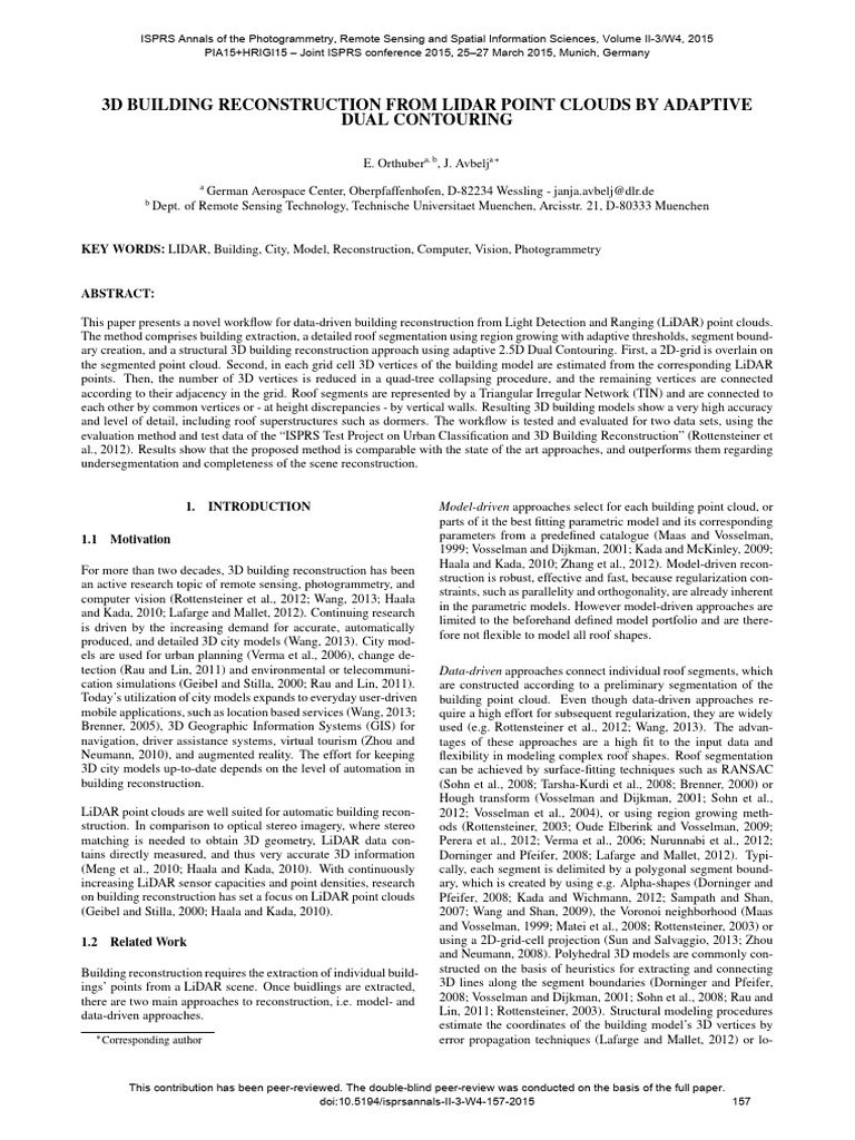 3d Building Reconstruction From Lidar Point Clouds by Adaptive | PDF ...