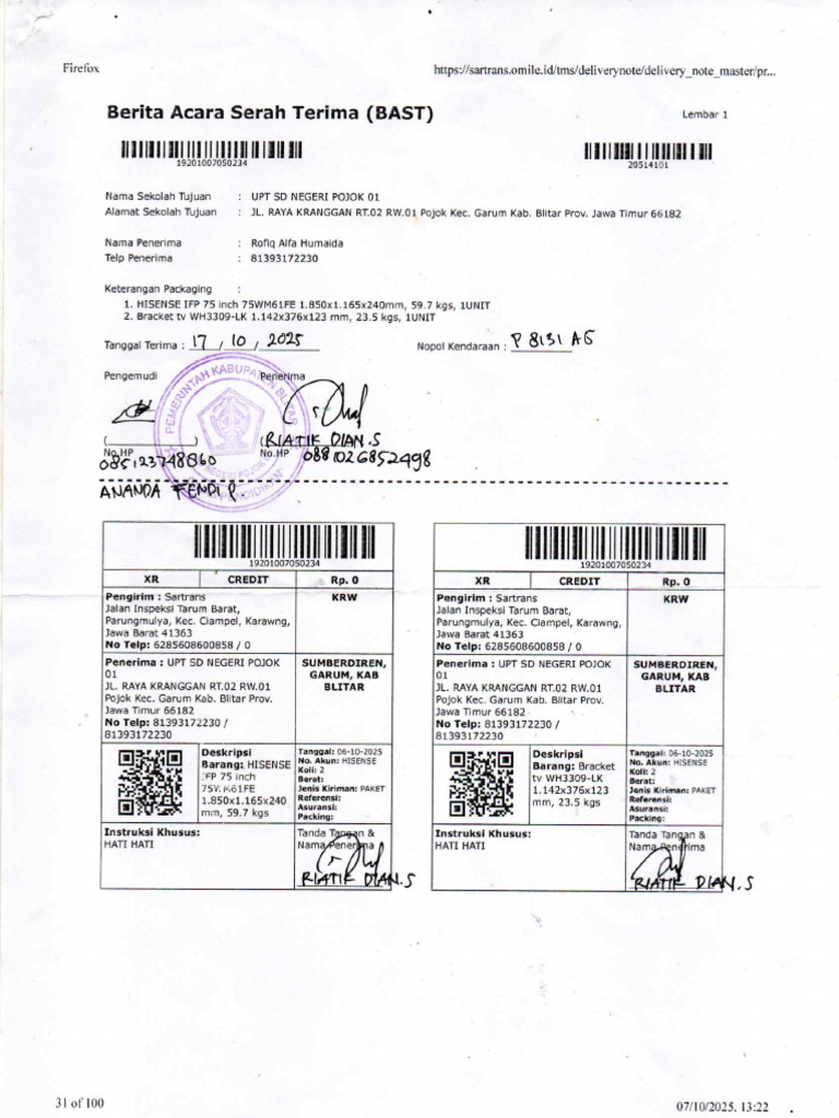 Ba Penerimaan Ifp - Pojok 01 | PDF