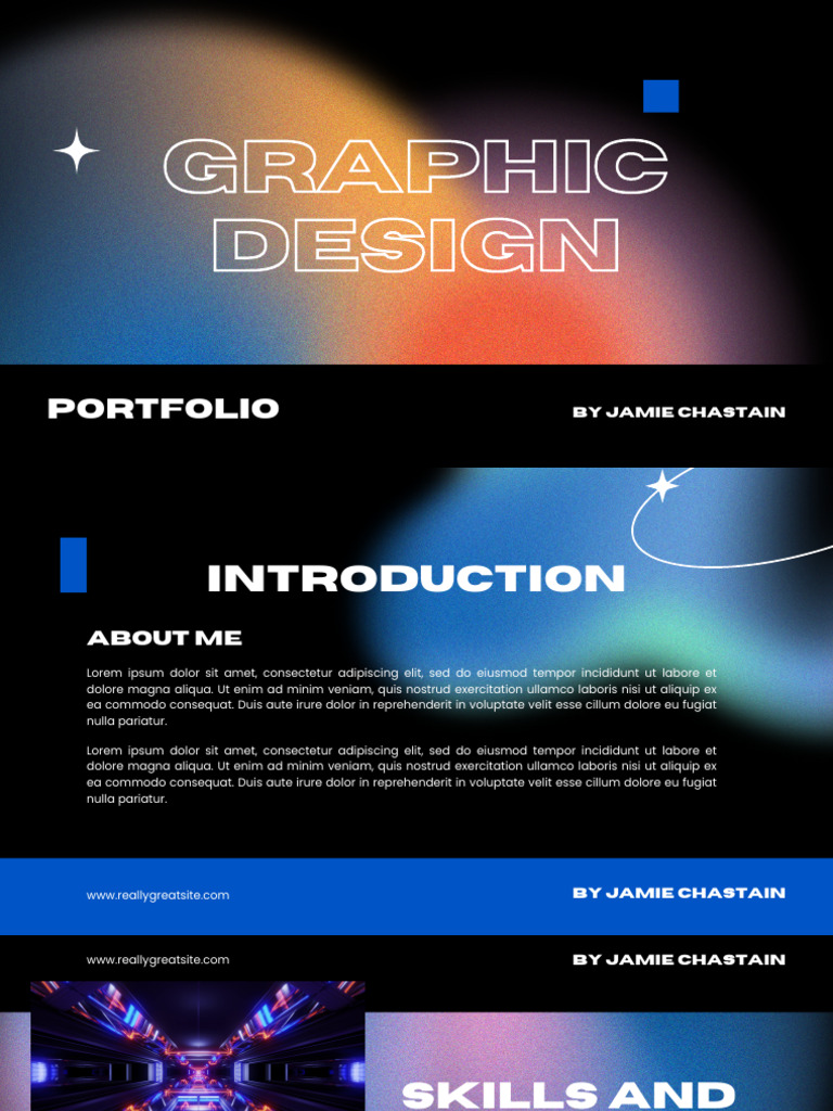 Black and Blue Gradient Graphic Design Portfolio Presentation | PDF