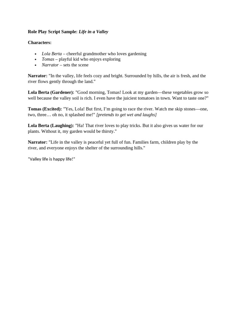 Role Play Script Sample | PDF | Beach | Earth Sciences