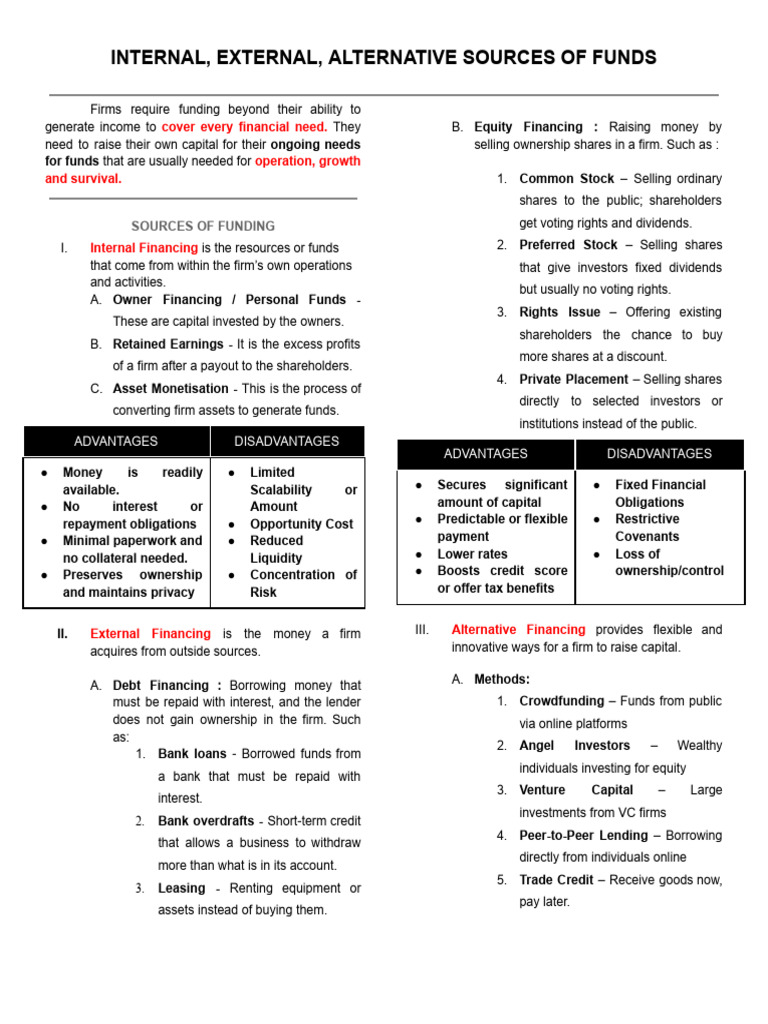 Sources of Funds Handout | PDF | Stocks | Credit