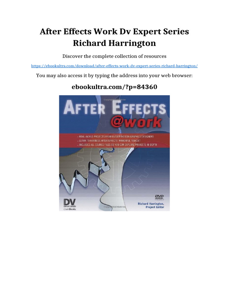 After Effects Work DV Expert Series Richard Harrington Kindle & PDF ...