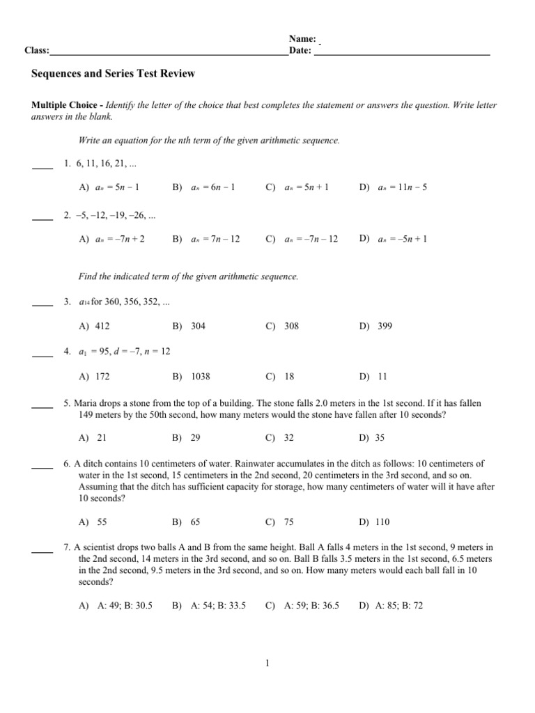 Sequence and Series 1 - Exercise | PDF | Mathematical Analysis ...