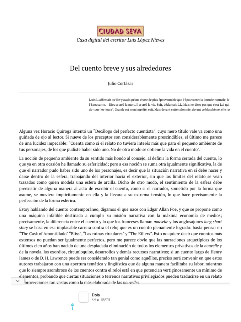 Del Cuento Breve y Sus Alrededores - Julio Cortázar - Ciudad Seva ...