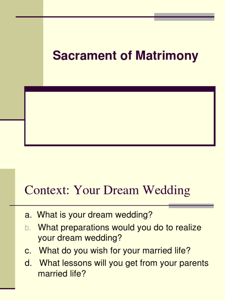 Sacrament of Matrimony (1) | Marriage | Sacraments