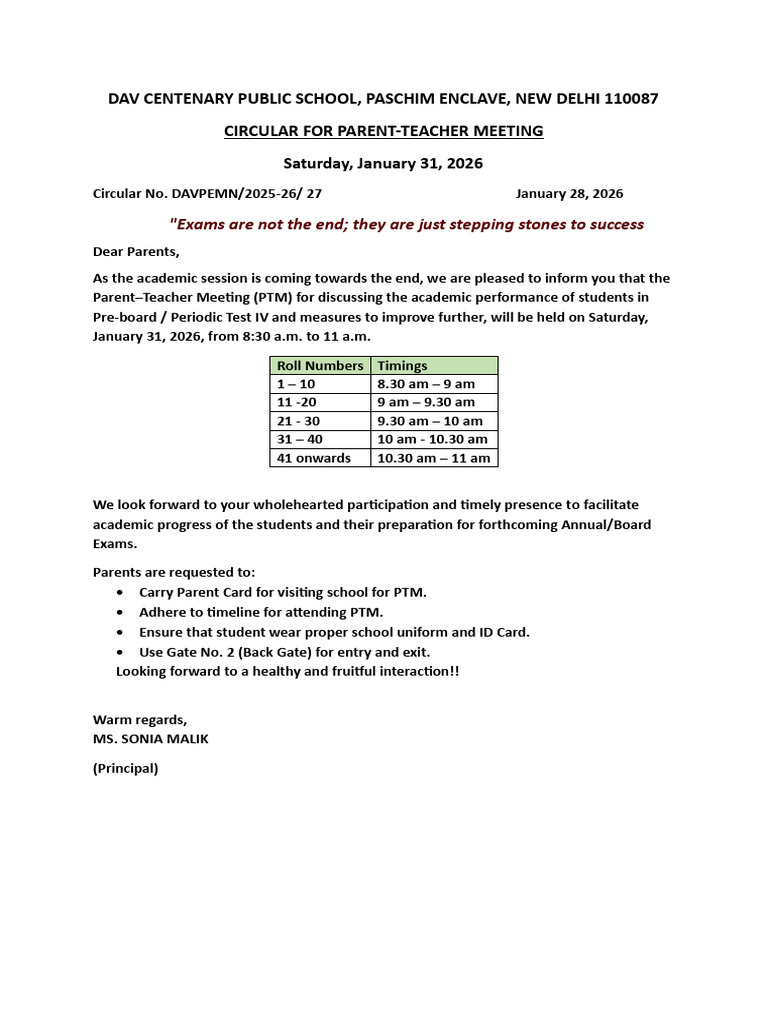 PTM Circular January 2026-1 | PDF