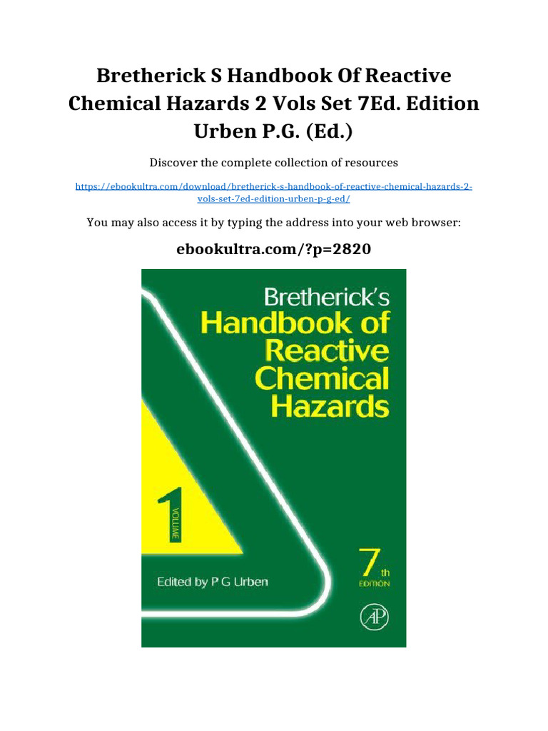 Bretherick S Handbook of Reactive Chemical Hazards 2 Vols Set 7ed ...