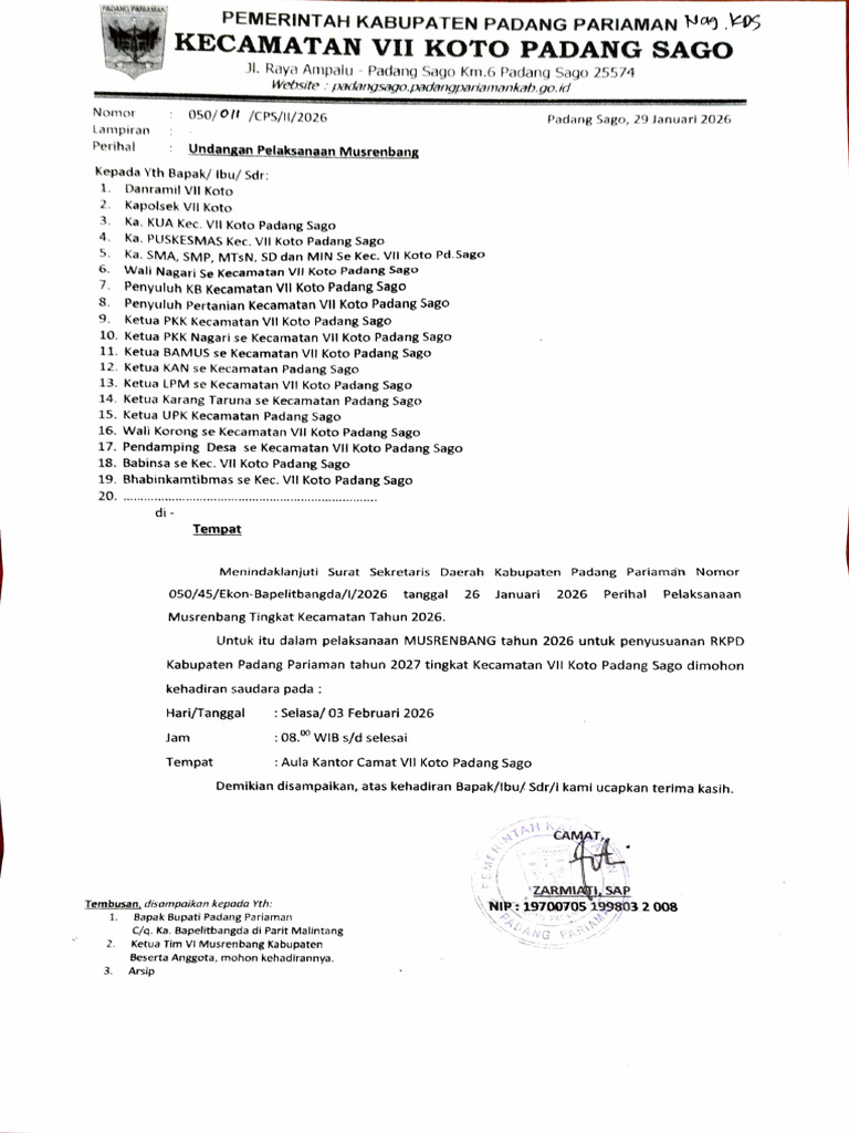 Undangan Musrenbang Tahun 2026 | PDF