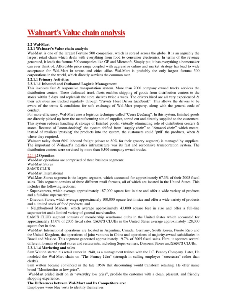 Walmart Value Chain | PDF | Walmart | Radio Frequency Identification