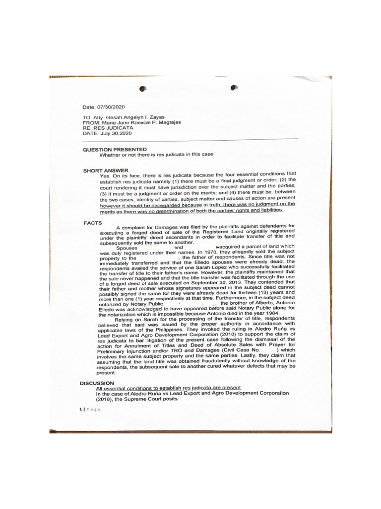 Legal Memorandum Samples | PDF
