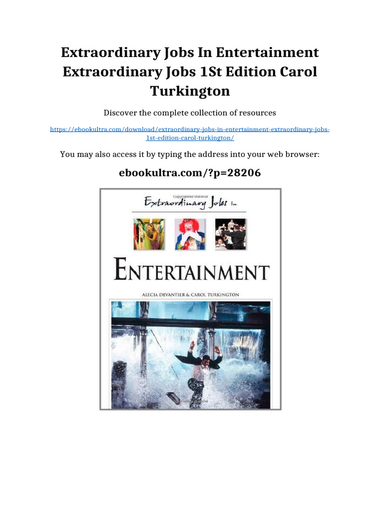 Extraordinary Jobs in Entertainment Extraordinary Jobs 1st Edition ...