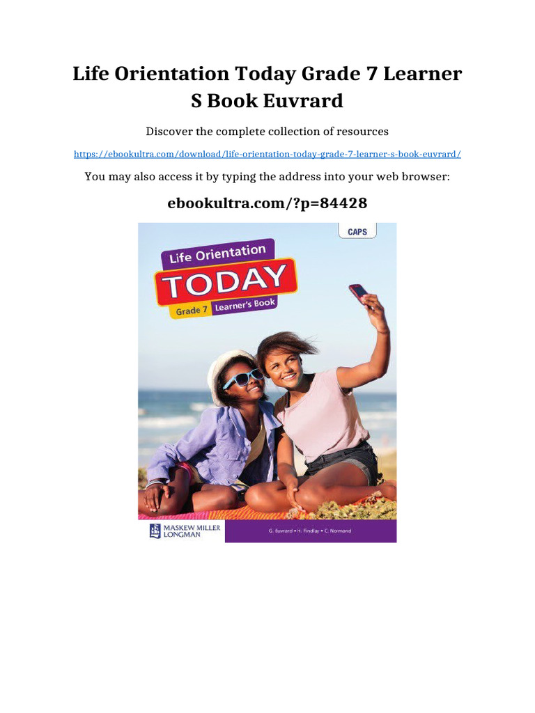 Life orientation today Grade 7 Learner s book Euvrard newest edition ...