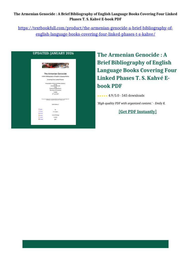 The Armenian Genocide : A Brief Bibliography of English Language Books ...