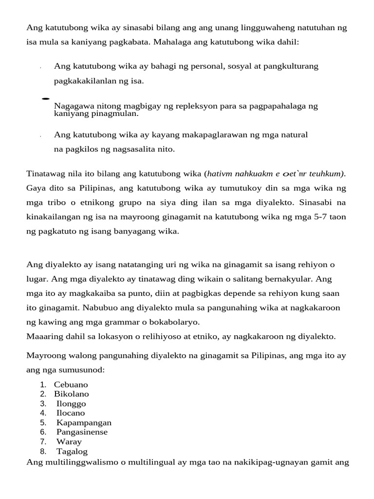 Ang Katutubong Wika Ay Sinasabi Bilang Ang Ang Unang Lingguwaheng ...