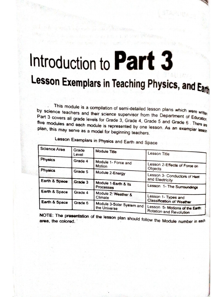 Part Iii - Lesson Plan Exemplars in Teaching Physics and Earth | PDF