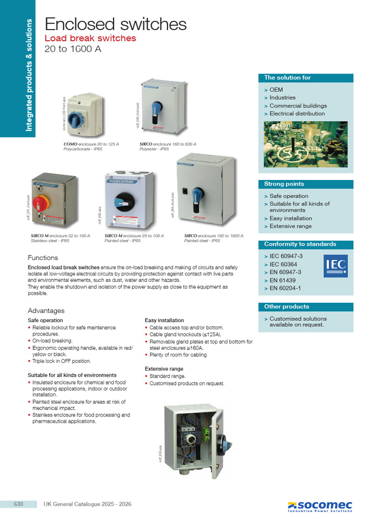 Enclosed Switches Load Break Switches 20 to 1600 a Catalogue Pages 2025 ...