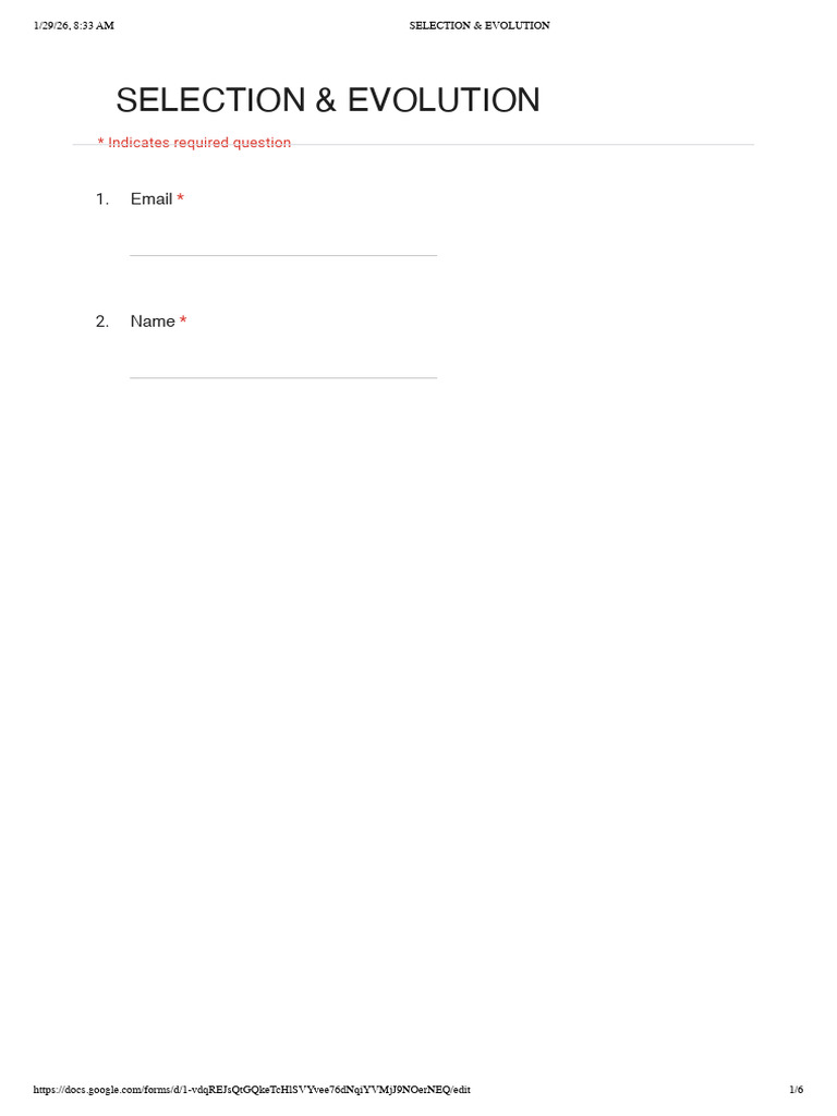 Selection & Evolution Jc2 - Google Forms | PDF