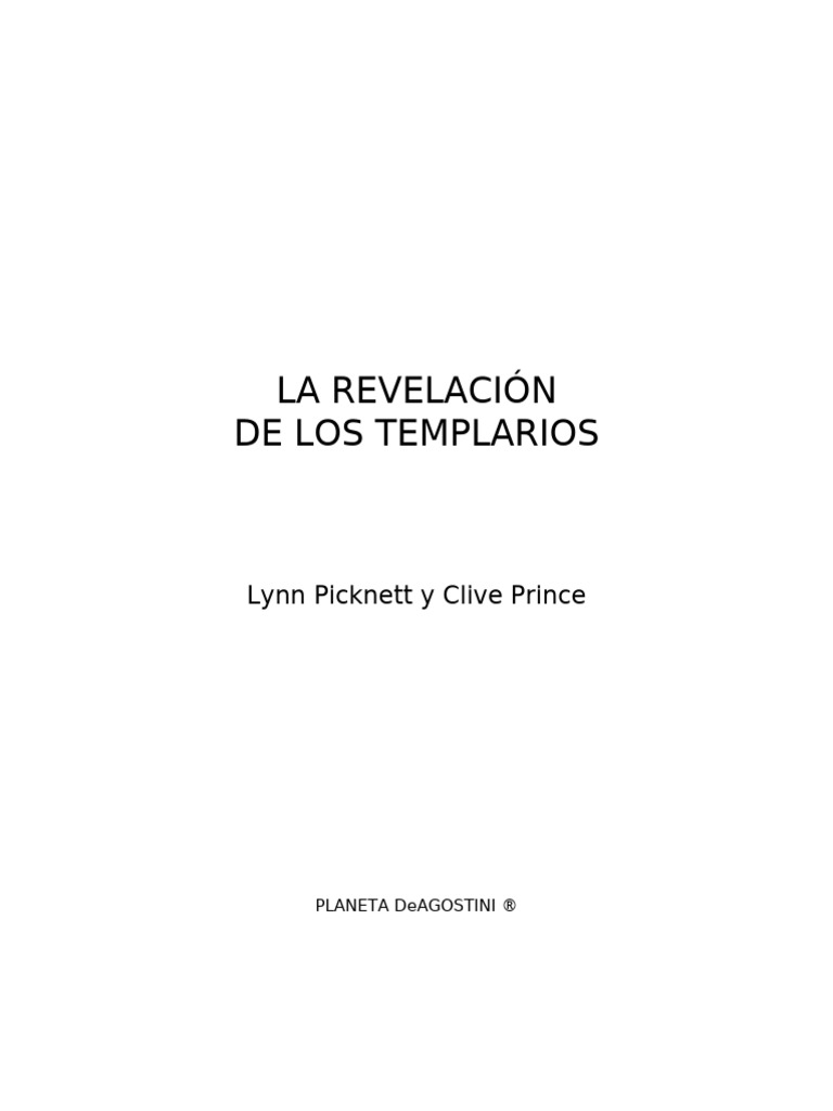 Lynn P Cknett y Clive Prince - La Revelacion de Los Templarios | PDF ...