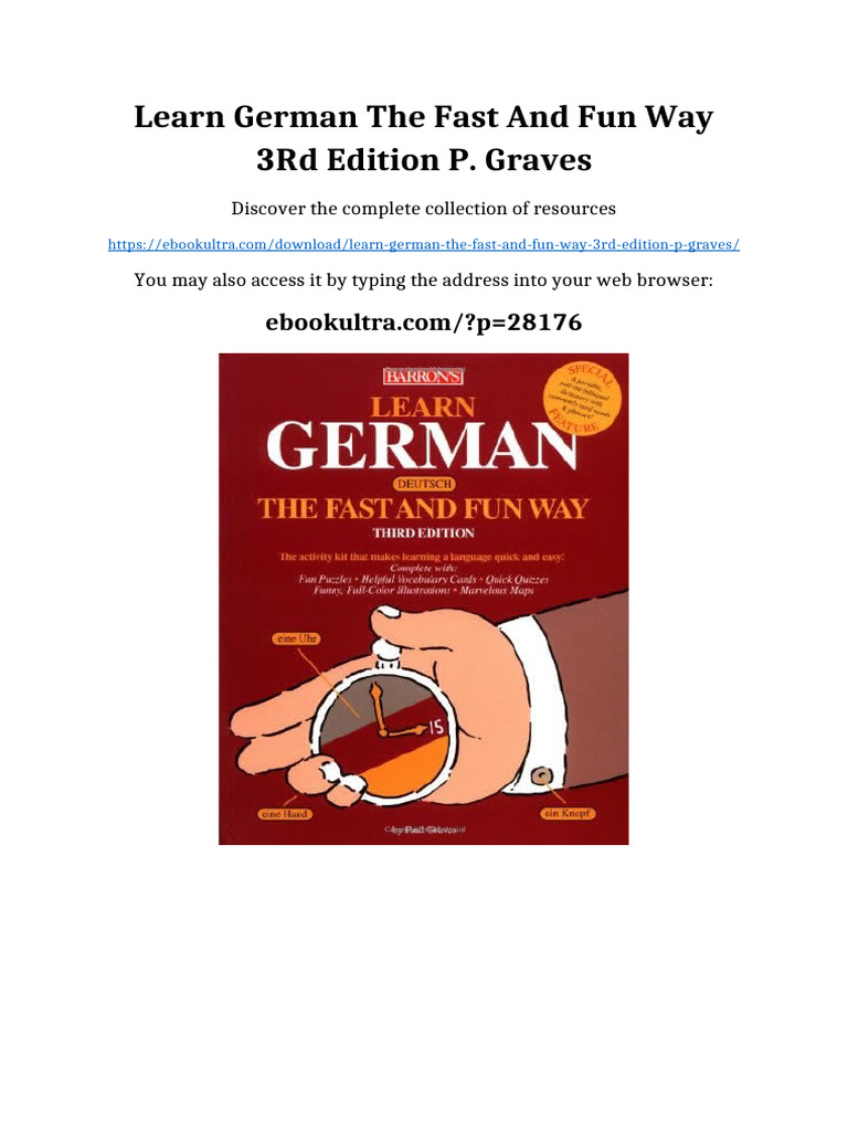Learn German the Fast and Fun Way 3rd Edition P. Graves full chapters ...