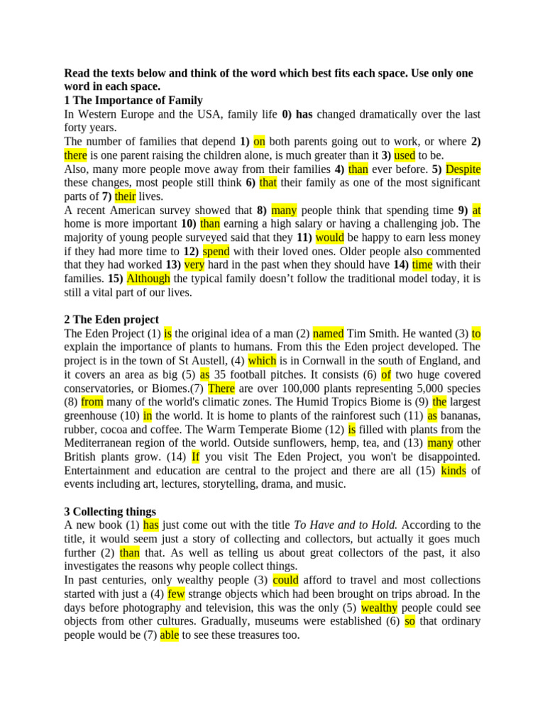 Open Cloze Text Exercise | PDF | Vegetarianism | Diet (Nutrition)