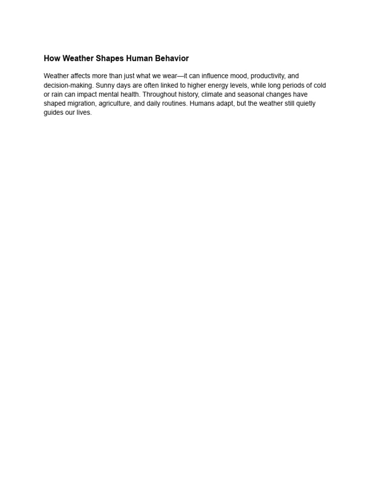 How Weather Shapes Human Behavior | PDF