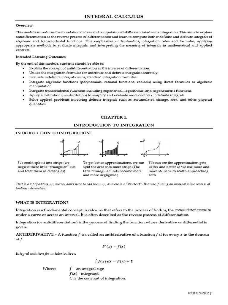 Module 1 - Basic Integration (TBL) | PDF | Integral | Function ...