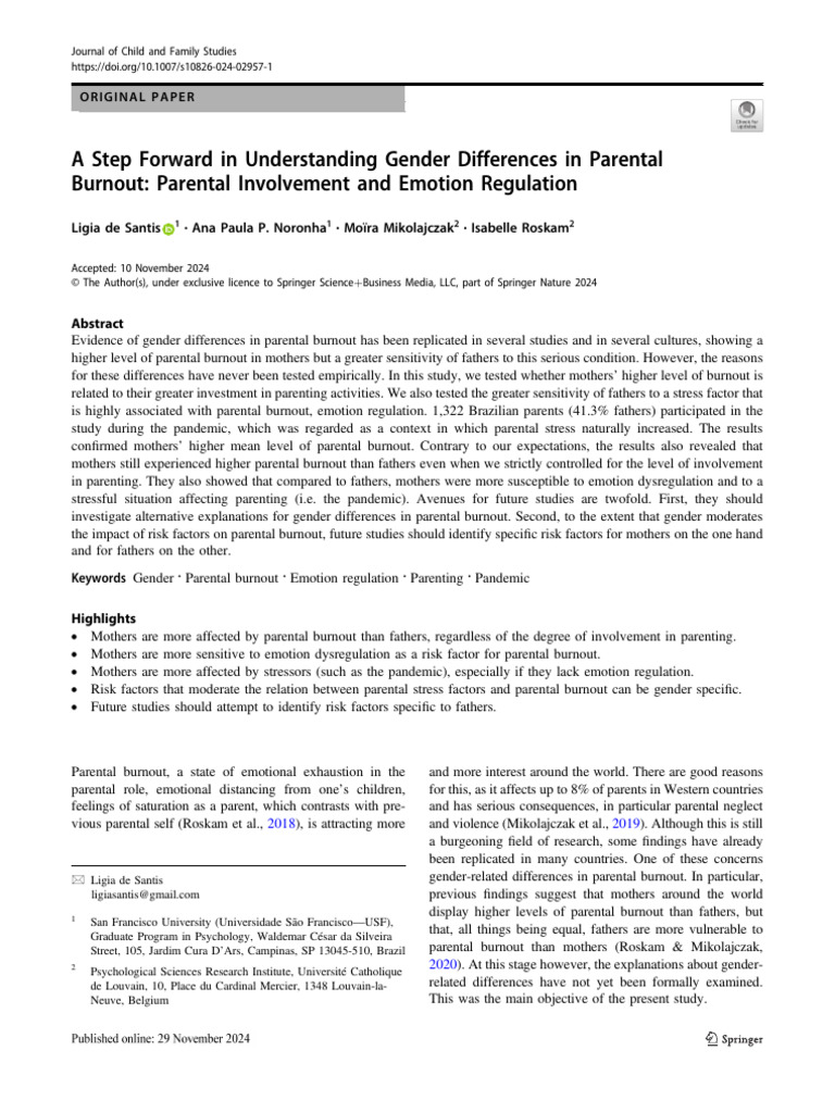 Santis Et Al. (2024). a Step Forward in Understanding Gender ...