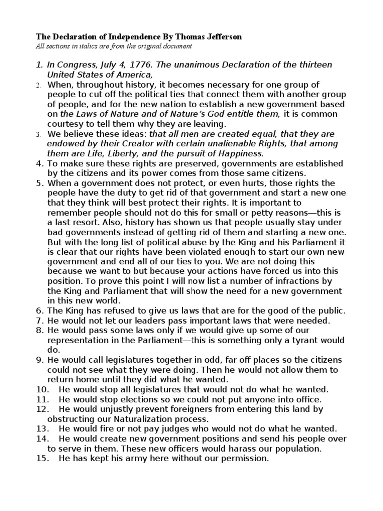 Declaration of Independence | PDF | Natural And Legal Rights | United ...