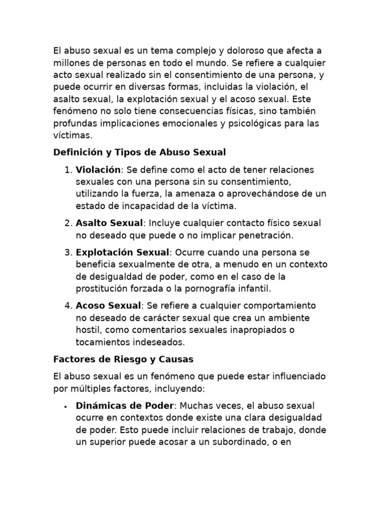 El Abuso Sexual Es Un Tema Complejo y Doloroso Que Afecta A Millones de ...