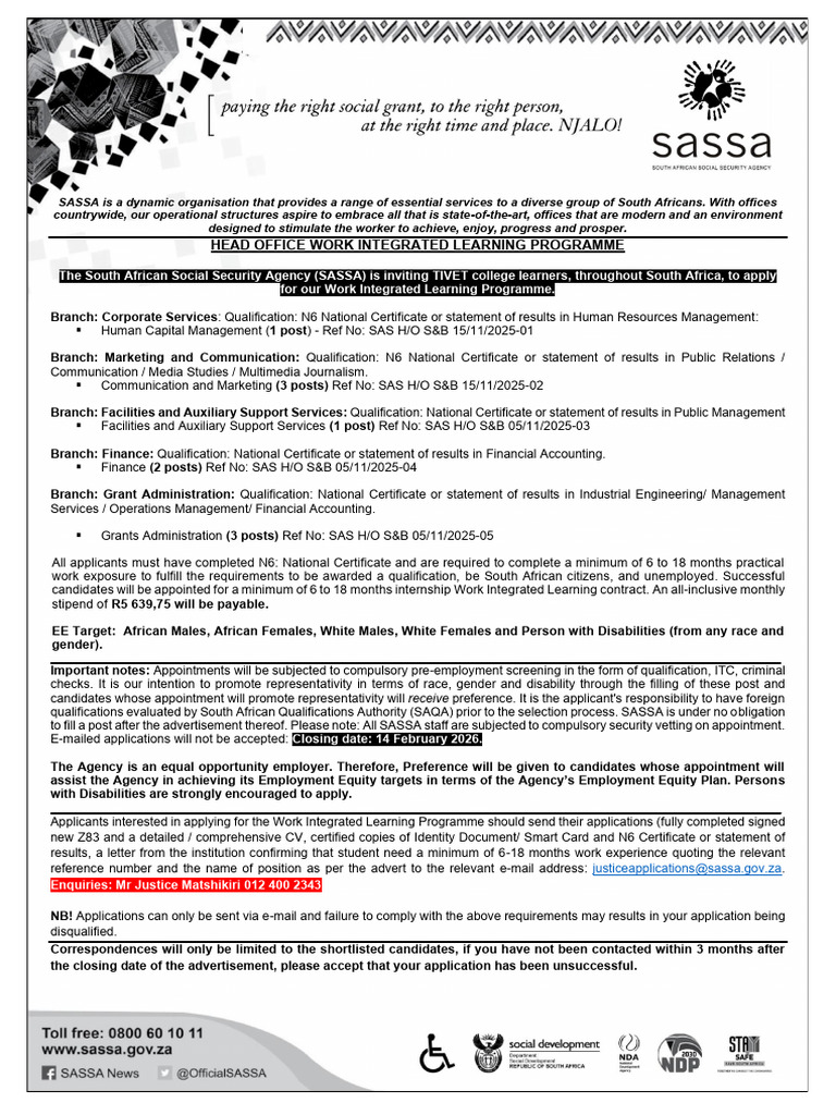 External Advert Head Office (Work Integrated Learning) - Sunday Times ...
