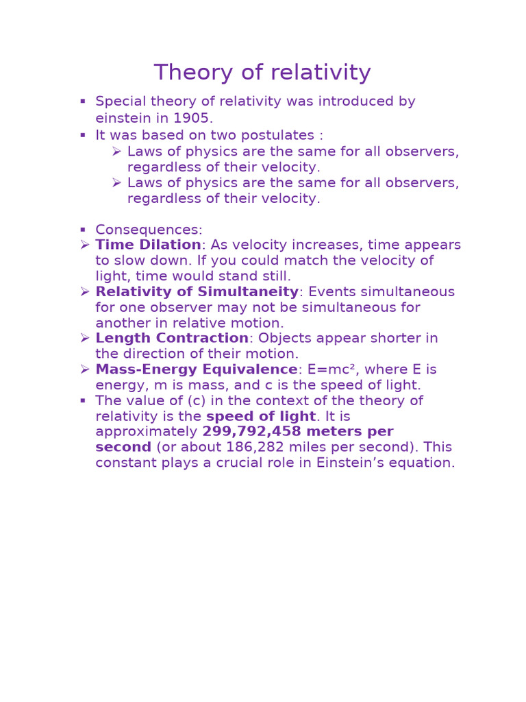 Theory of Relativity | PDF