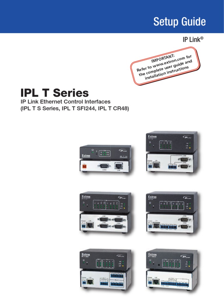 IPL T Series: Setup Guide | PDF | Computer Network | Electrical Connector