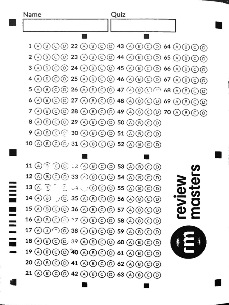 Review Masters Answer Sheet | PDF