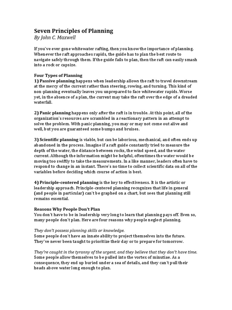 Seven Principles of Planning | PDF | Creativity | Leadership