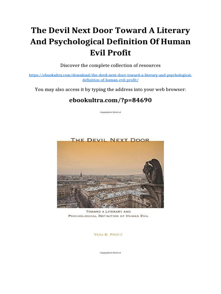 The Devil Next Door Toward a Literary and Psychological Definition of ...