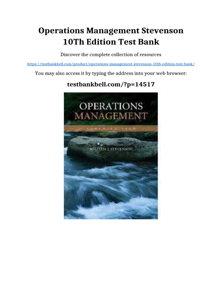 Operations Management Stevenson 10th Edition Test Bank Available Any ...