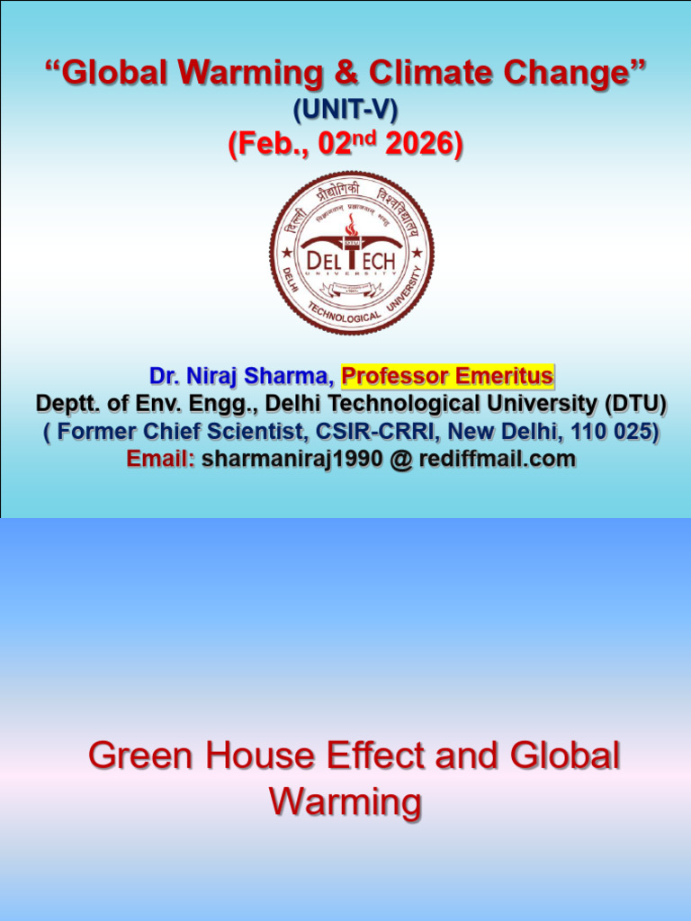 4C. DTU. Air Pollution Global Warming (Unit V) (02.02.2026) | PDF ...