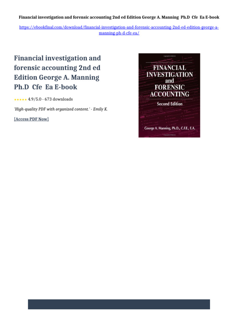 Financial investigation and forensic accounting 2nd ed Edition George A ...