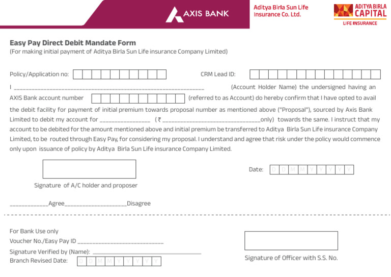 ABSLI_AXIS_Easy Pay Direct Debit Mandate Form-1_compressed | PDF