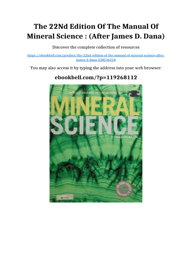 The 22nd Edition of The Manual of Mineral Science: (After James D. Dana ...