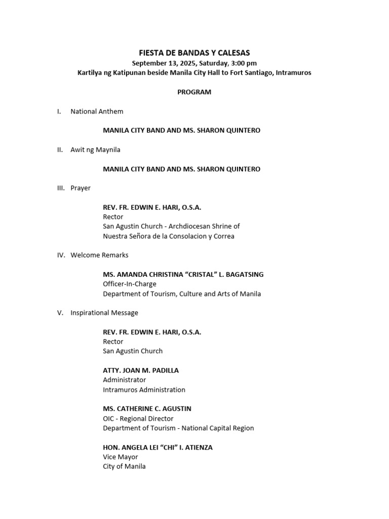 Program Flow Fiesta de Banda y Calesas | PDF