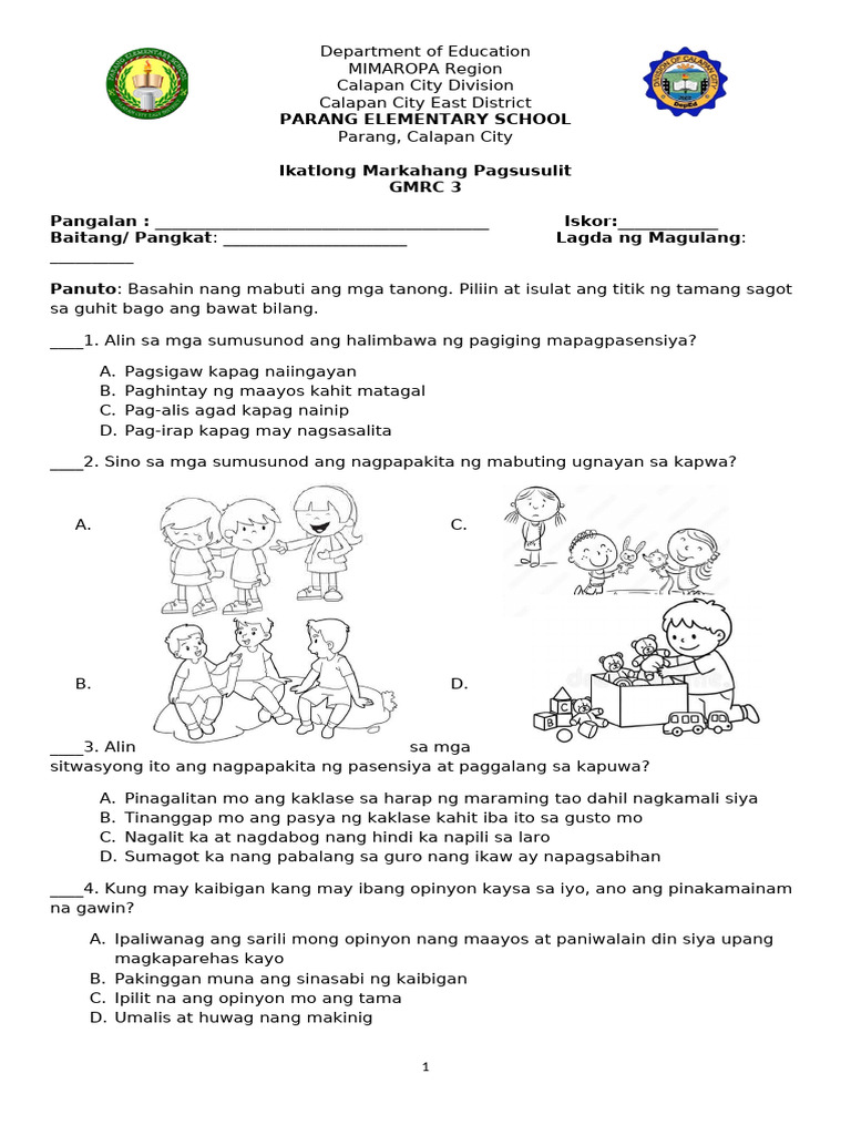 Q3-Periodical Test in GMRC | PDF