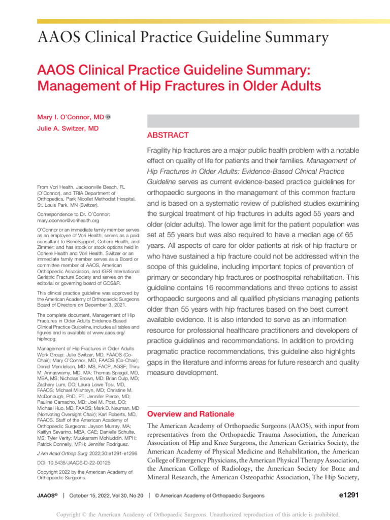 Aaos Clinical Practice Guideline Summary .9 | PDF | Orthopedic Surgery ...