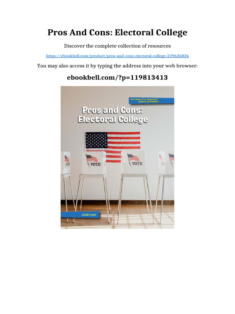 Pros and Cons: Electoral College available all format | PDF ...