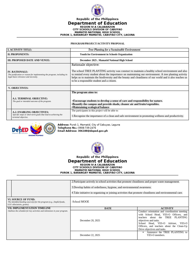 Tree Planting Proposal Yes o Docx.com 1 | PDF | Natural Environment