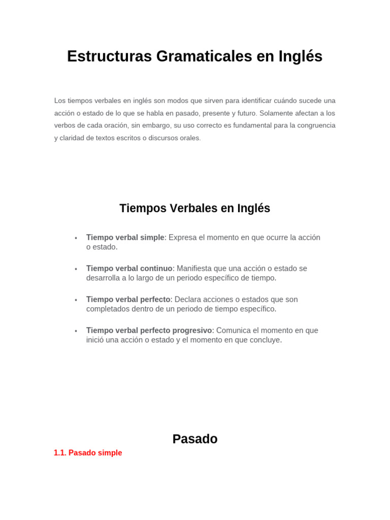 Estructuras Gramaticales en Inglés | PDF | Verbo | Morfología